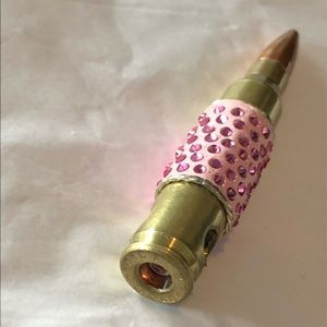 Jewelry | Brass Bullet Pendant With Pink Swarovski Crystals | Poshmark